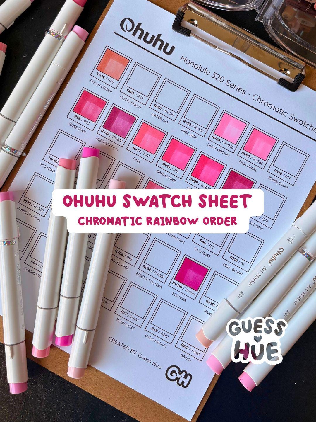 Ohuhu Honolulu 320 Marker Swatch Chart | Color Codes (printable PDF) - Etsy