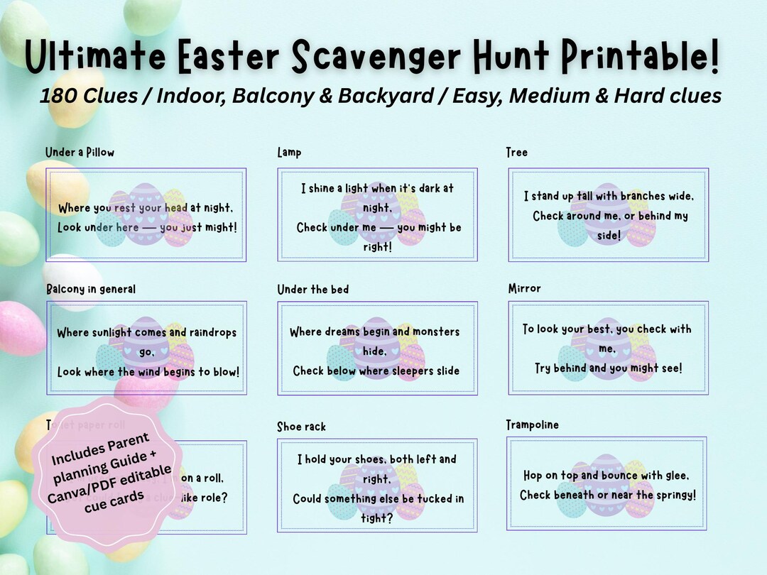 Easter Scavenger Hunt Printable for Kids – Indoor & Outdoor Clues ...