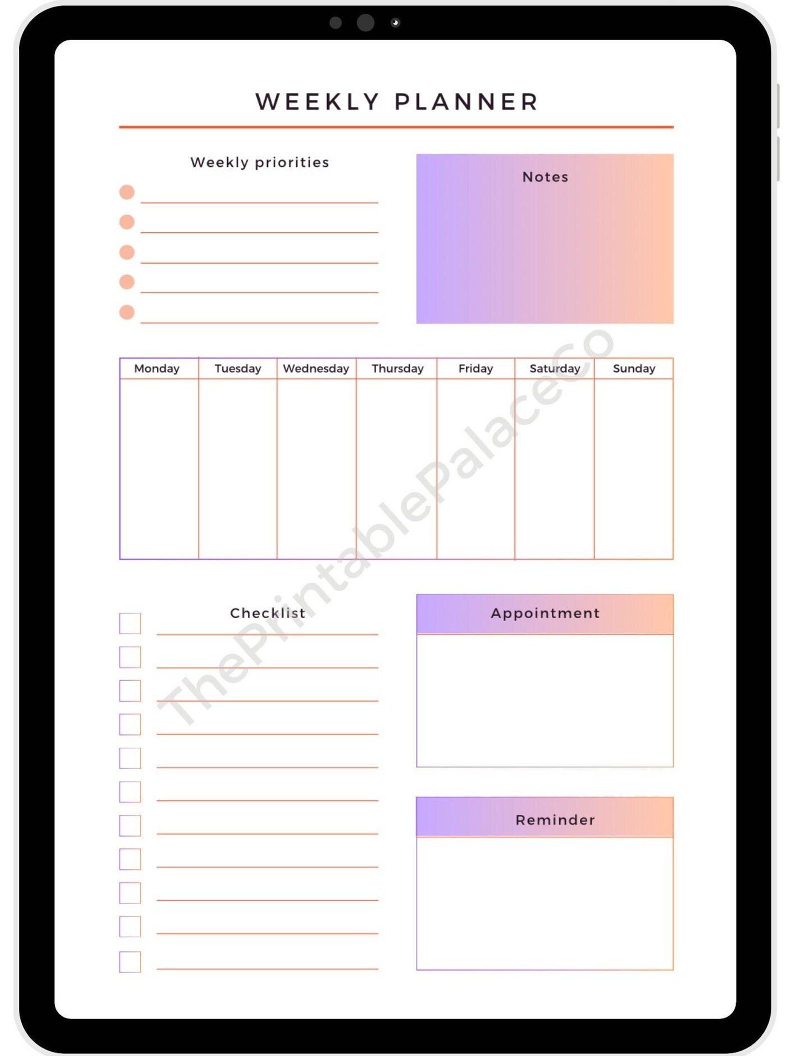 Digital Weekly Planner Template, Daily iPad Planner, Mom's Weekly ...