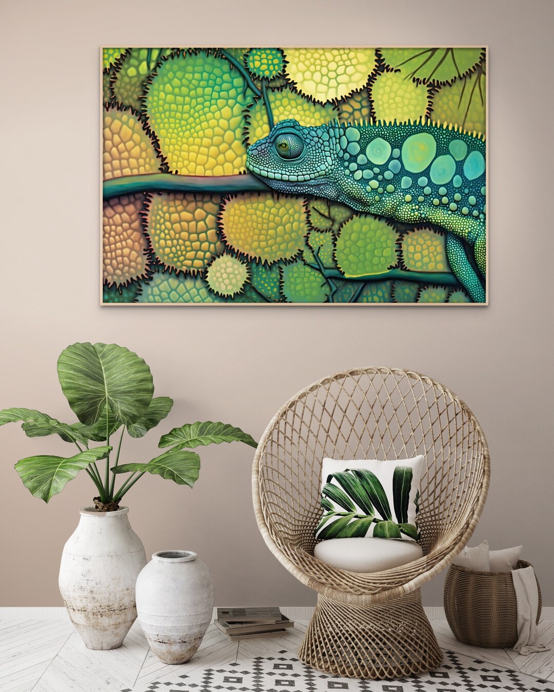 Colorful Chameleon Digital Download Print | Graphic Reptile Artwork ...