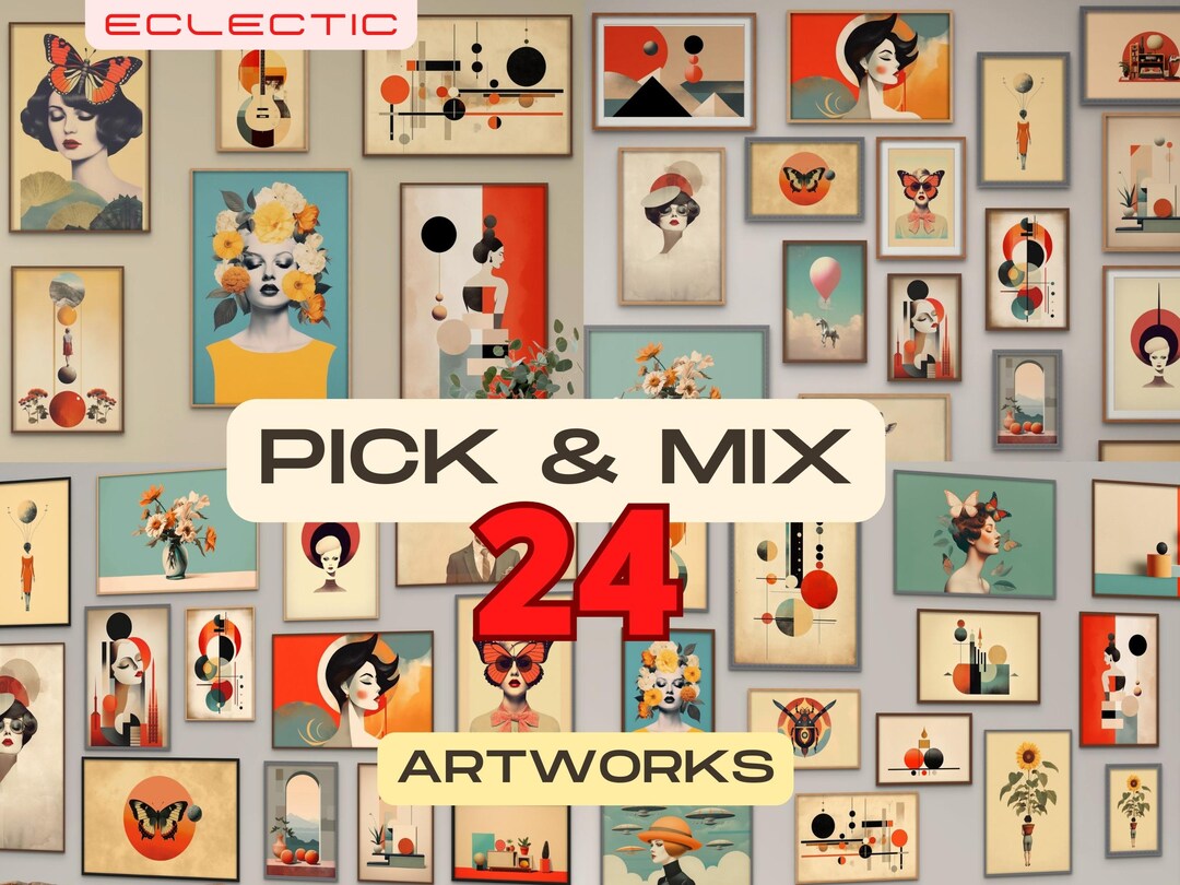 Eclectic Vintage Retro Gallery Wall Bundle: Choose Your Own Artworks ...