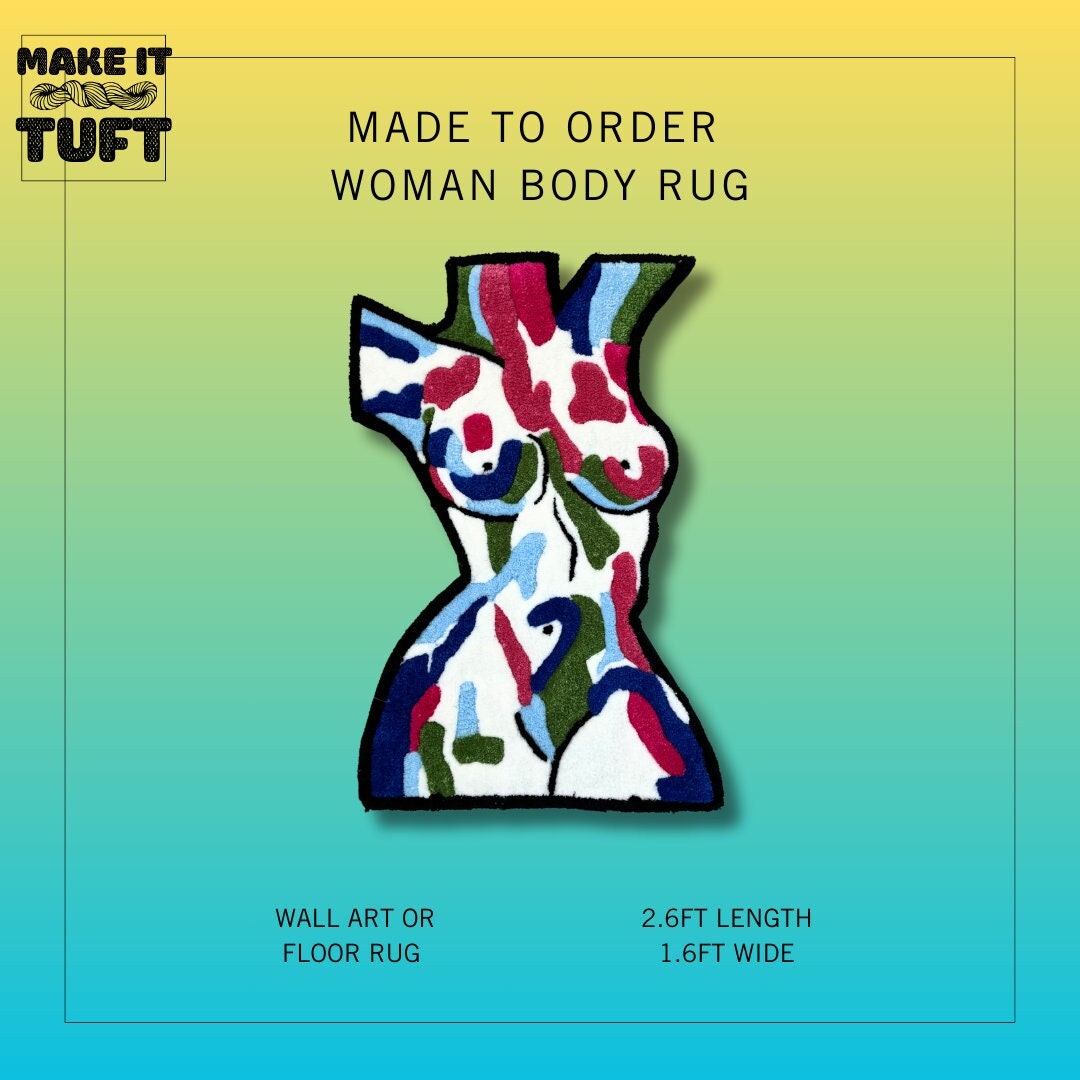 Woman Body Thermal Rug Body Silhouette Rug, Custom Tufted, Handmade ...