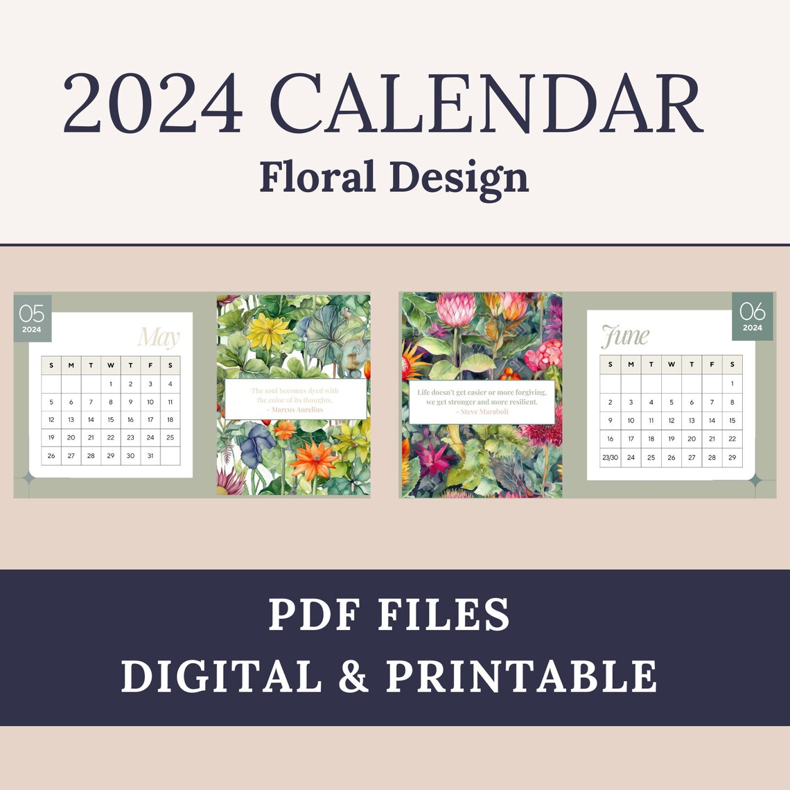 2024 Calendar and Monthly Planner - 5 Bonus Weekly Planners - Landscape ...