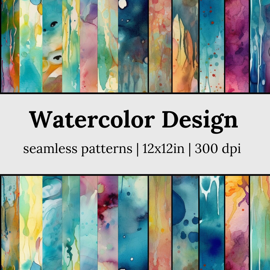 SEAMLESS Patterns - Watercolor - Digital Paper - 12 Designs - JPG ...