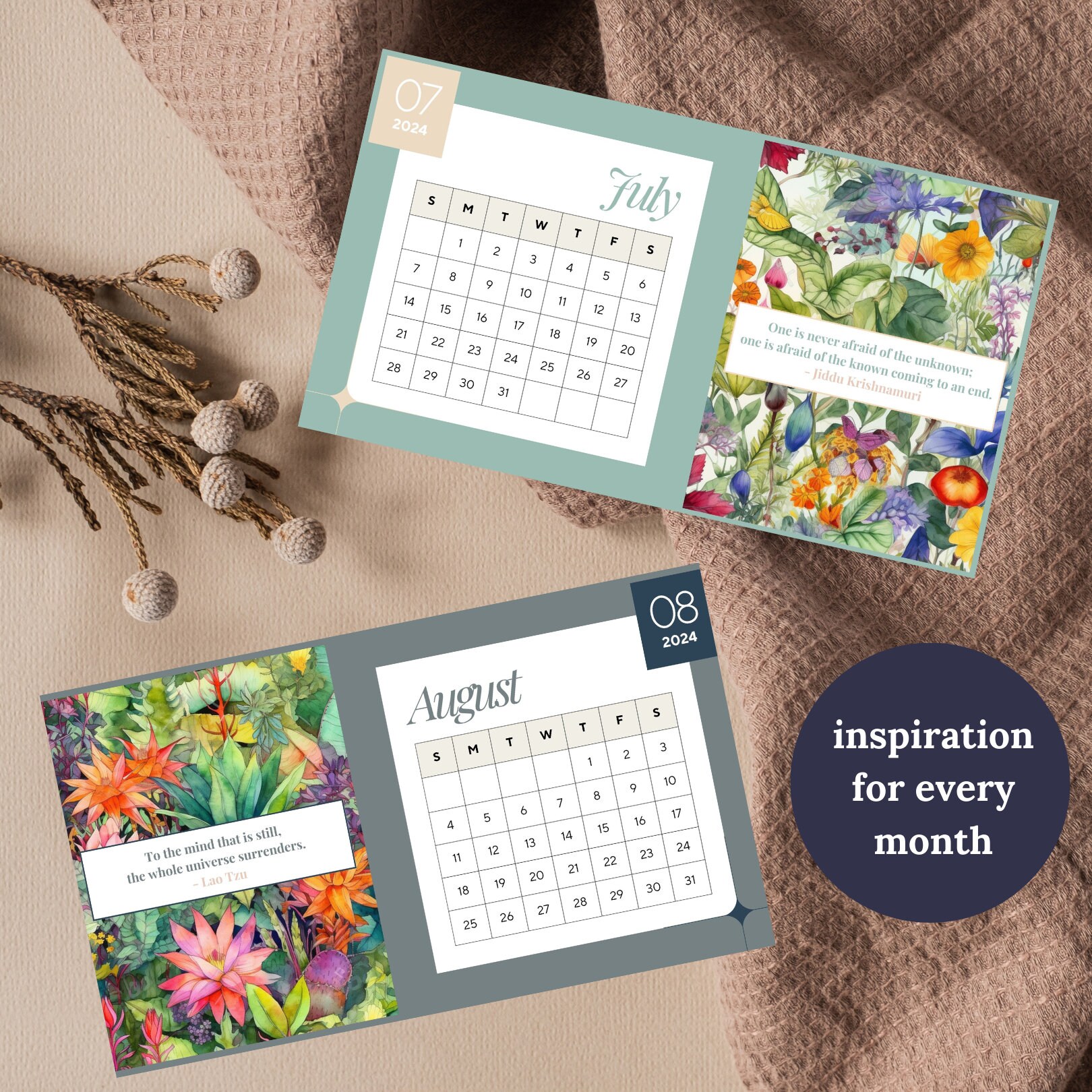 2024 Calendar and Monthly Planner - 5 Bonus Weekly Planners - Landscape ...