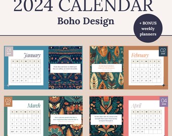 2024 Calendar and Monthly Planner - 5 Bonus Weekly Planners - Landscape ...