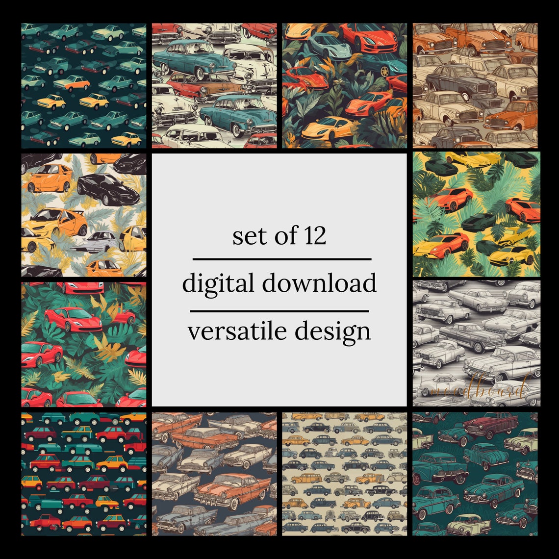 SEAMLESS Patterns - Cars - Digital Paper - 12 Designs - JPG Format ...