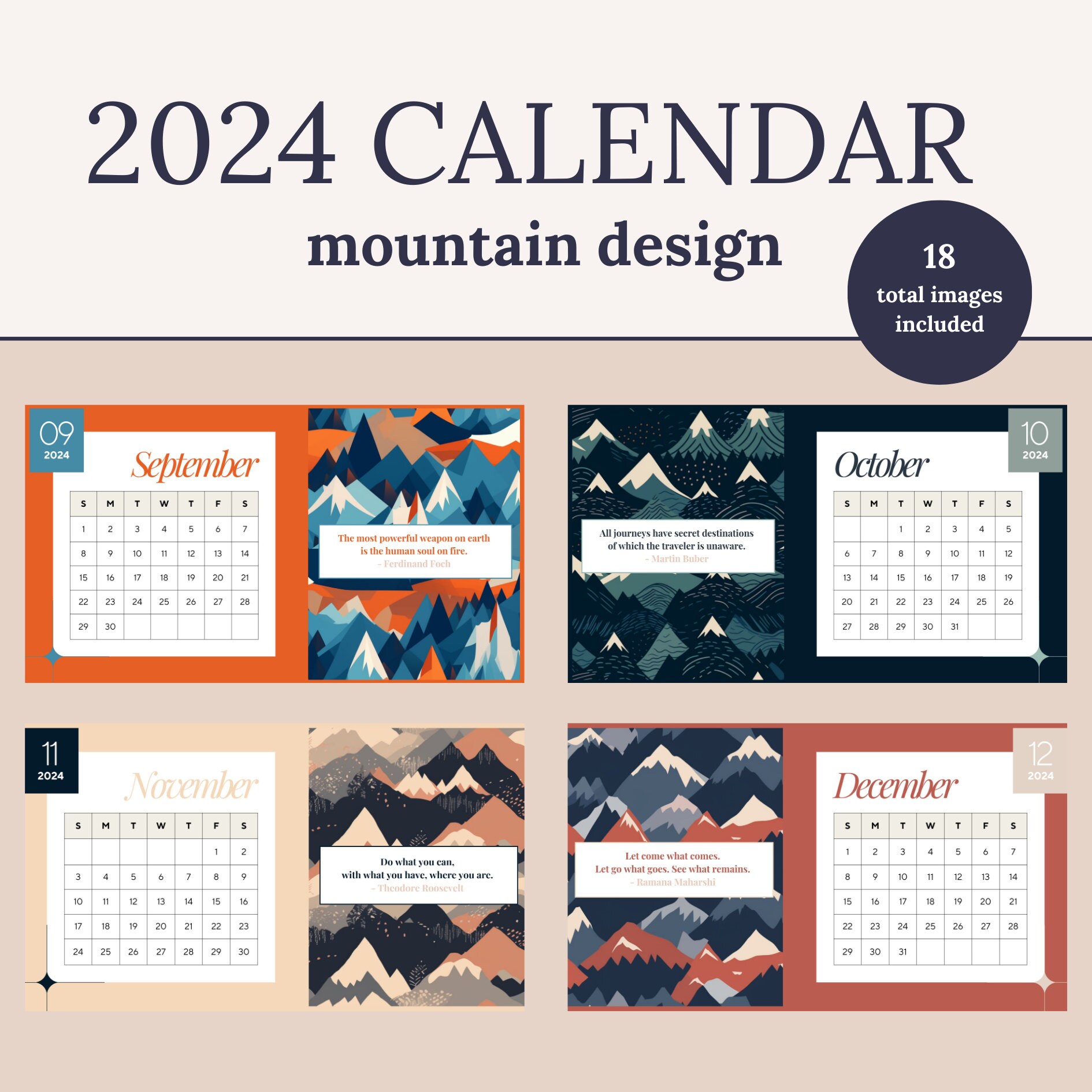 2024 Calendar and Monthly Planner - 5 Bonus Weekly Planners - Landscape ...
