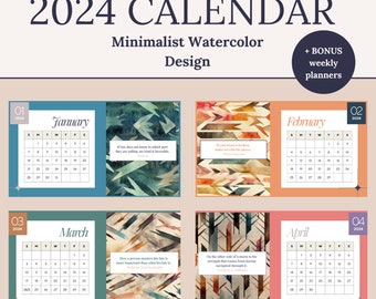 2024 Calendar and Monthly Planner - 5 Bonus Weekly Planners - Landscape ...