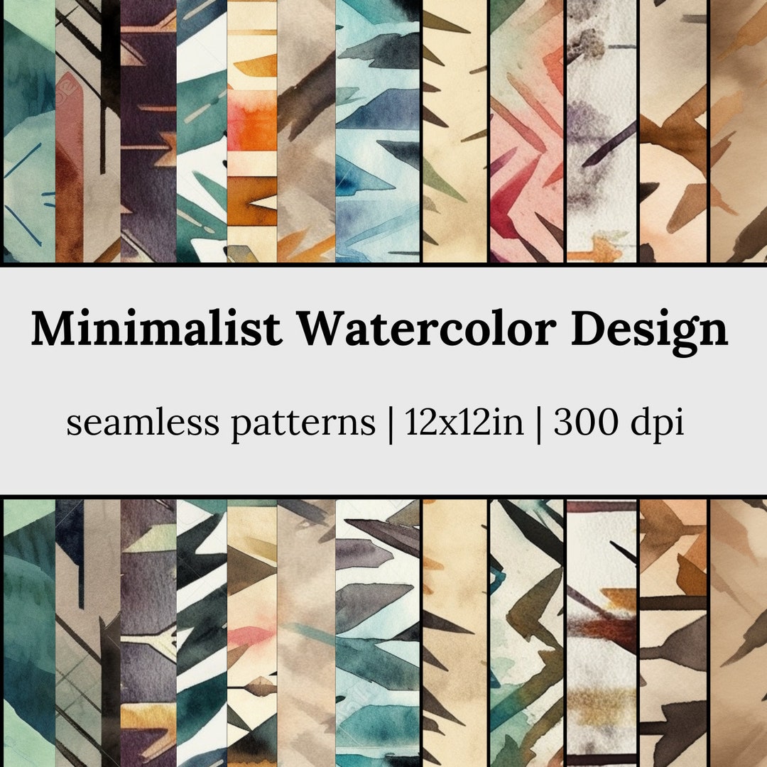 SEAMLESS Patterns Minimalist Watercolor Digital Paper 12 Designs JPG ...