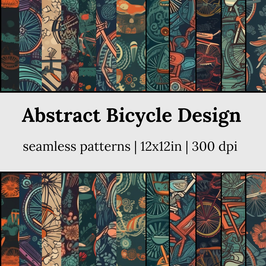 SEAMLESS Patterns - Abstract Bicycle Design - Digital Paper - 12 ...