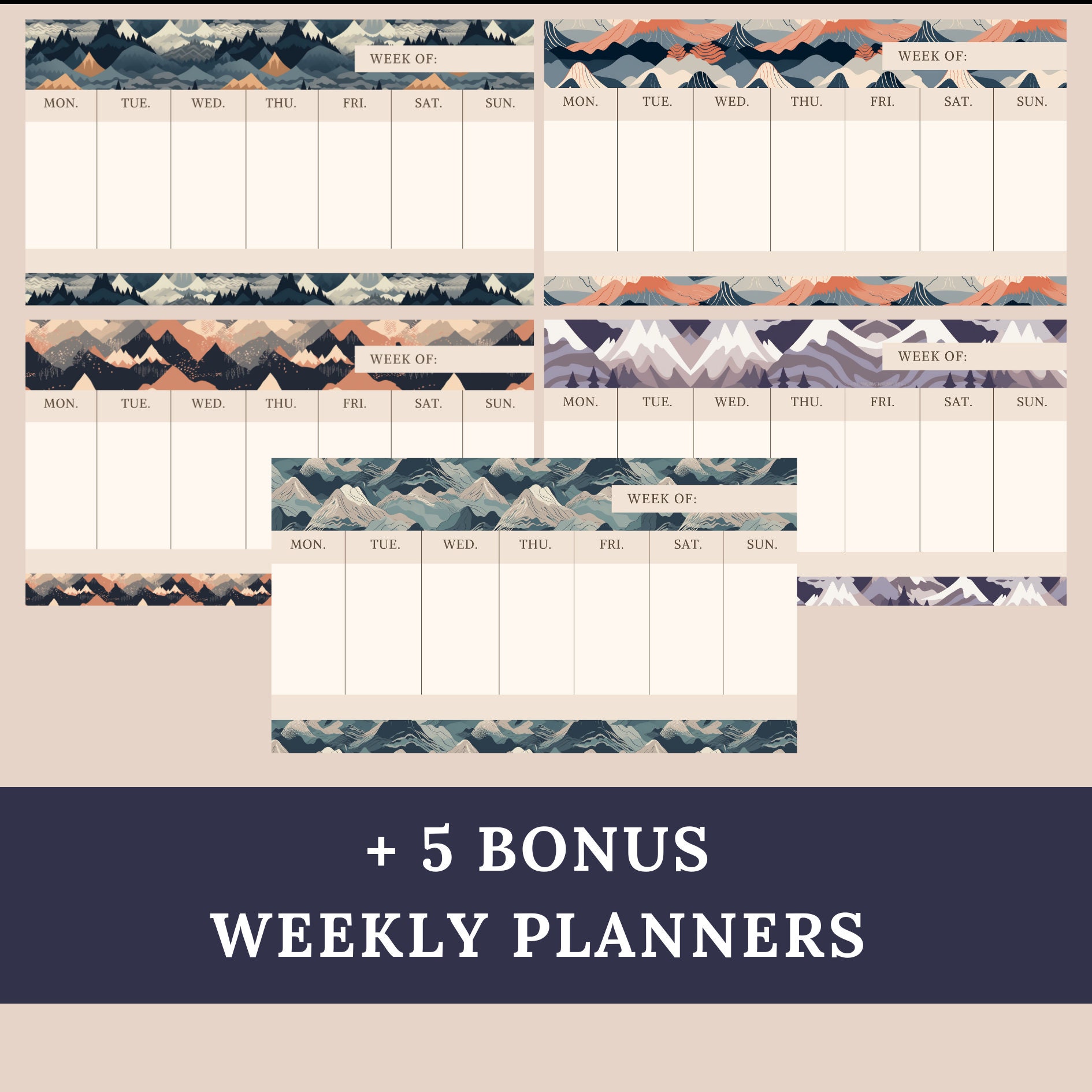 2024 Calendar and Monthly Planner - 5 Bonus Weekly Planners - Landscape ...