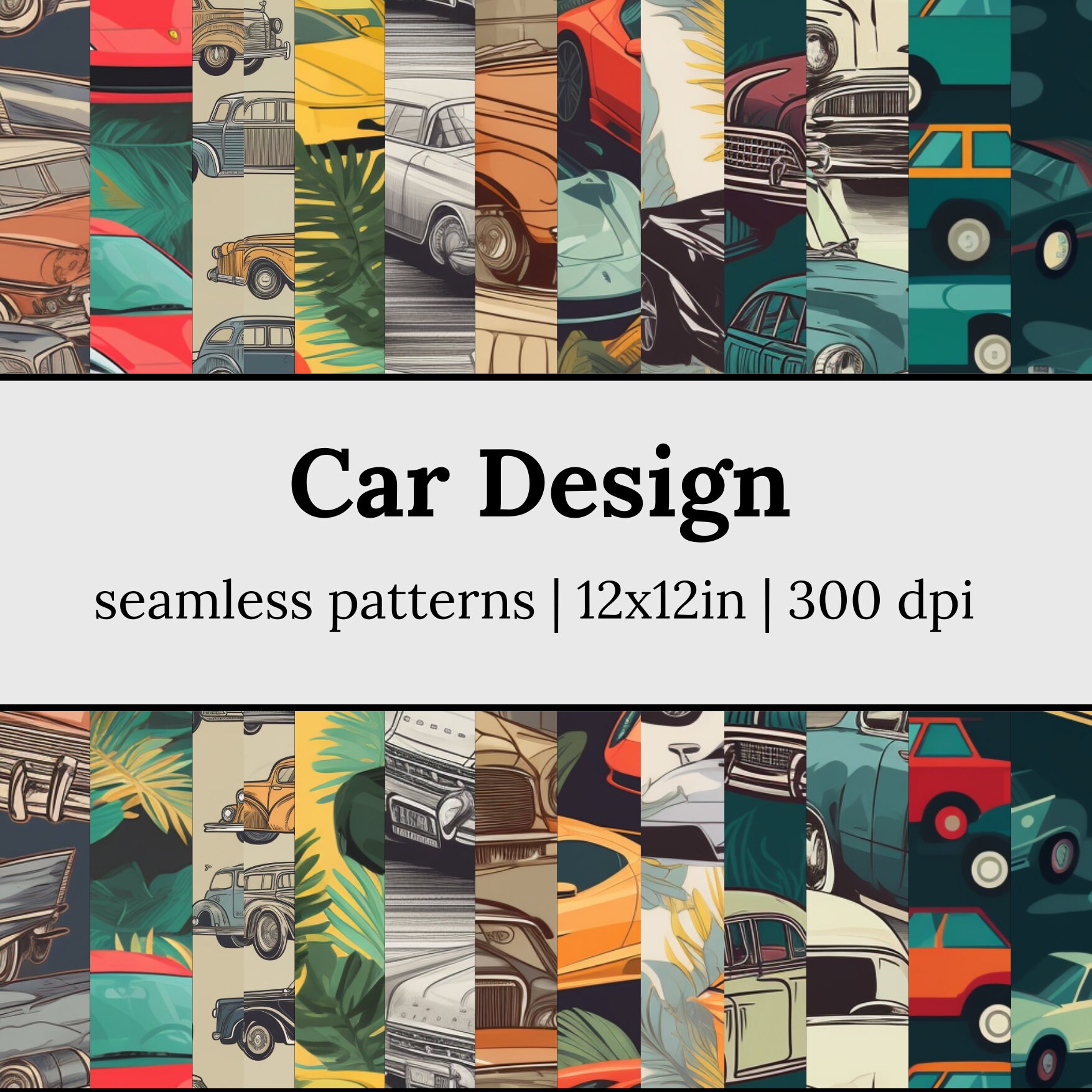 SEAMLESS Patterns - Cars - Digital Paper - 12 Designs - JPG Format ...