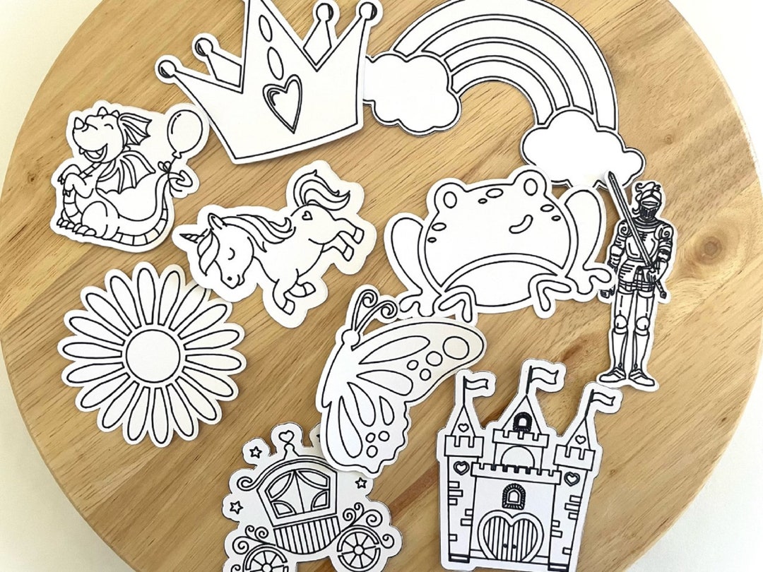 10 Cute Fairytale Stickers, Color Your Own Fun Pack, Perfect for Laptop ...