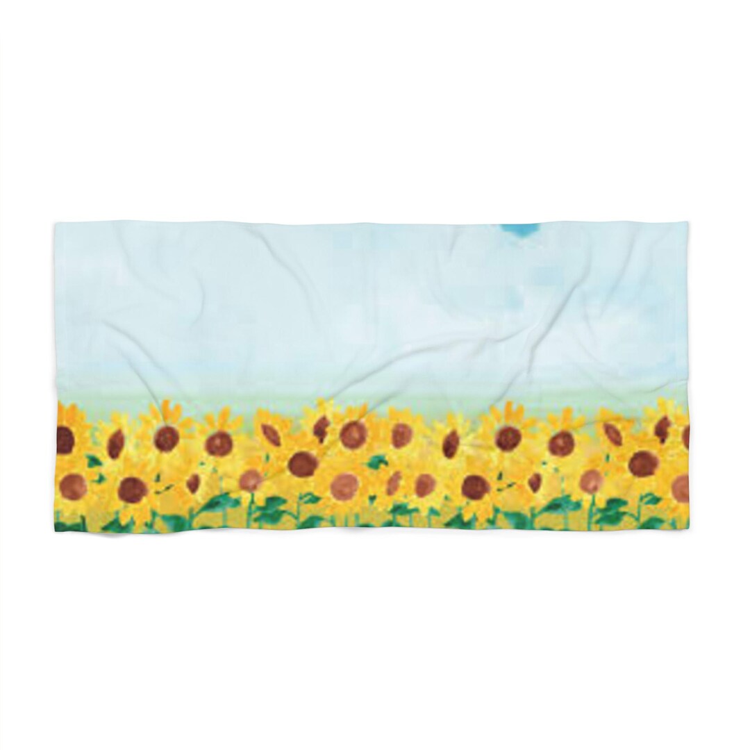 Sunflower Beach Towel, Vibrant Summer Towel, Beach Essentials, Gift for ...