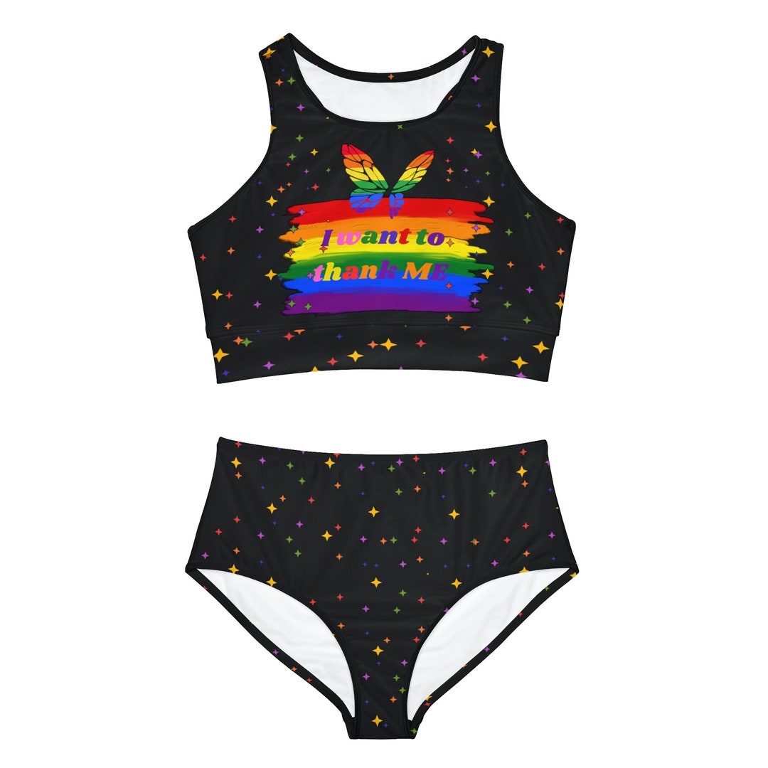 LGBTQIA Rainbow Sporty Bikini Set LGBTQIA Pride Swimwear Rainbow ...