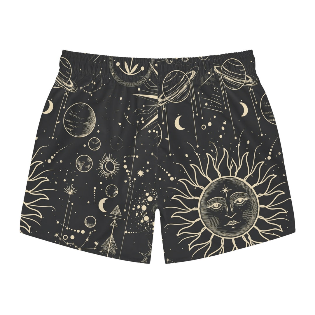 Celestial Outer Space Men's Swimming Trunks Sun Moon Stars Swim Trunks Galaxy Planets Lover ...