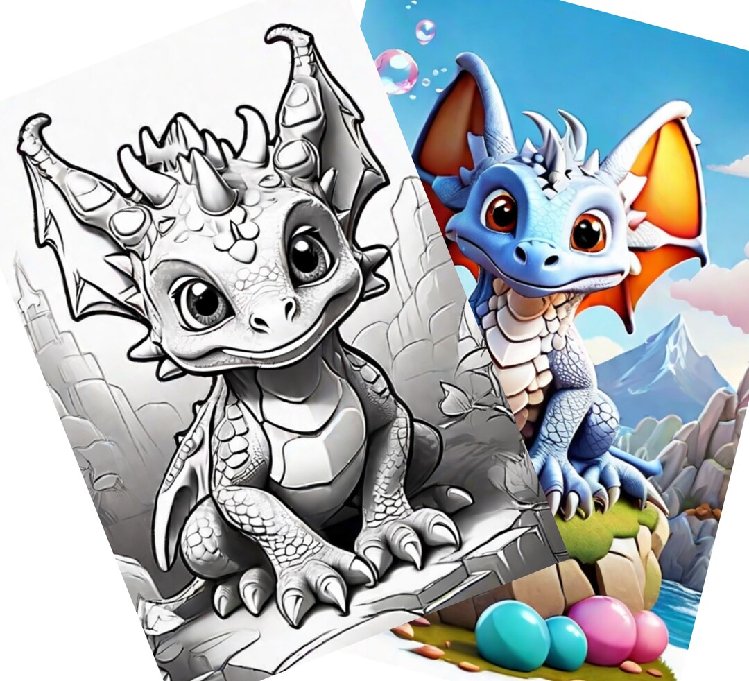10 Color Dragon Pages Dragon Color Book Color Book Fantasy Dragon Pages ...