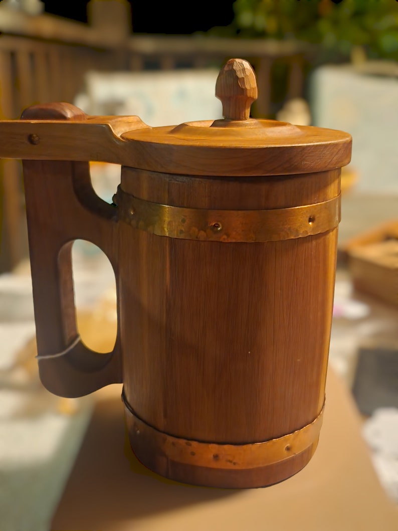 Gorgeous Hand Carved Wooden Beer Stein - Etsy
