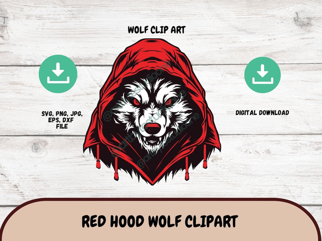 Wolf Clipart Red Hood Wolf Svg Digital Download - Etsy Australia
