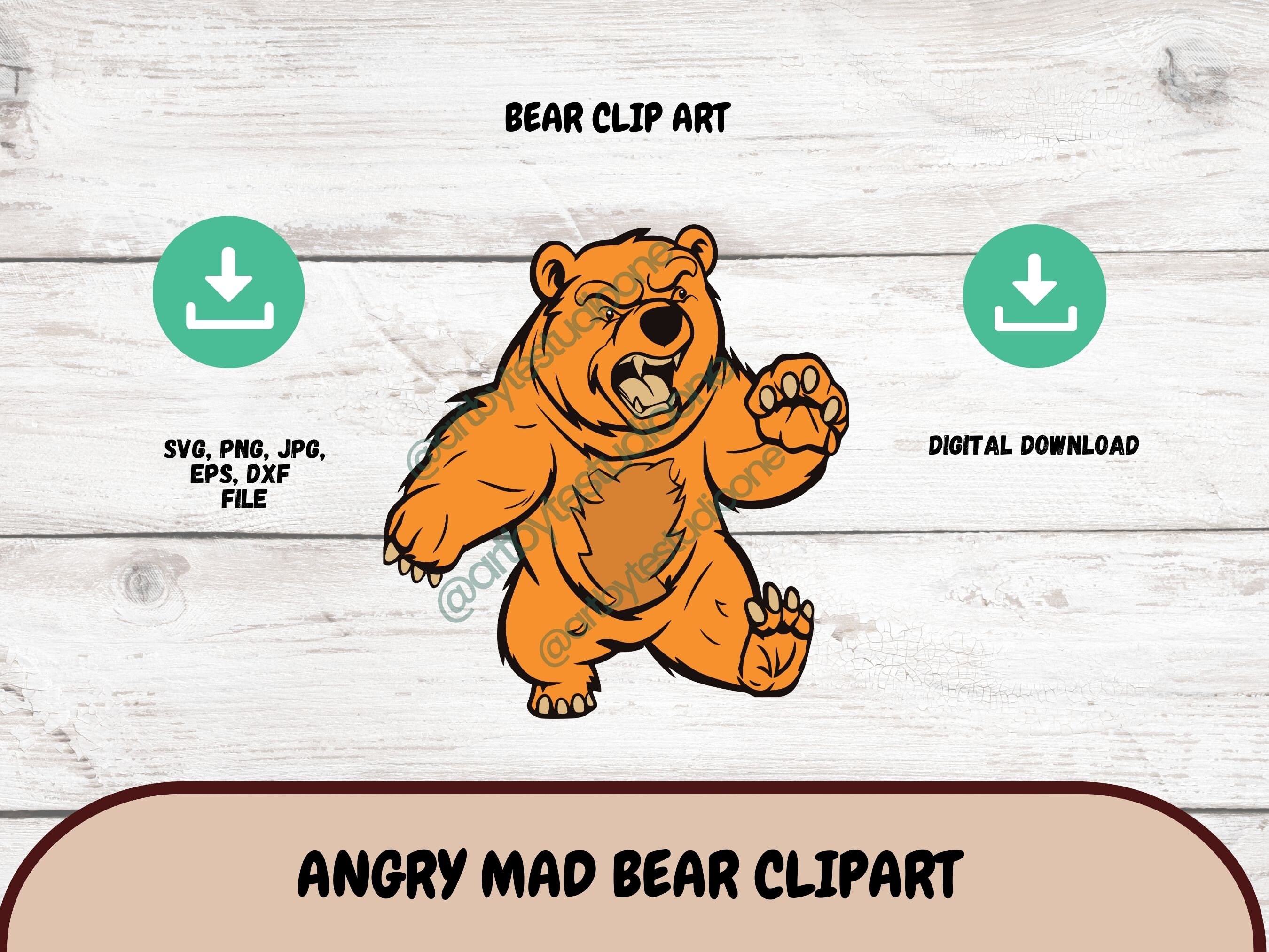 Bear Clipart - Angry Mad Bear Svg - Digital Download - Etsy