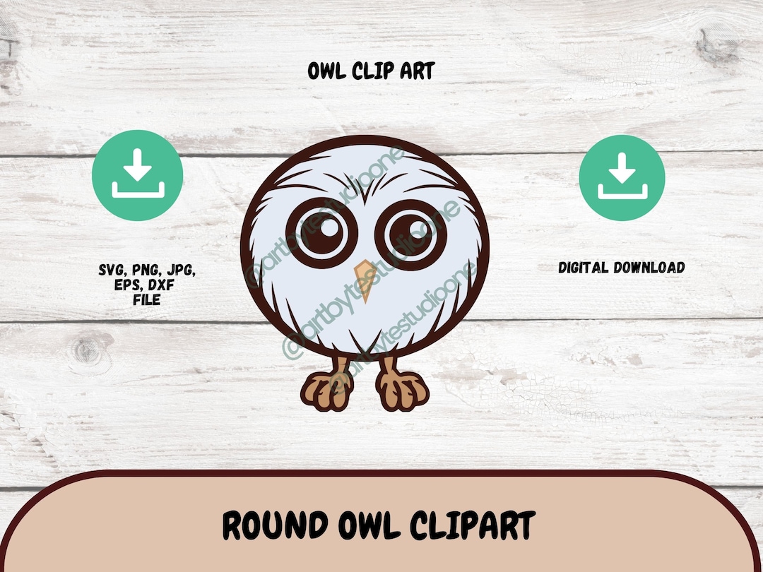 Round Owl Clipart Owl Svg Digital Download - Etsy