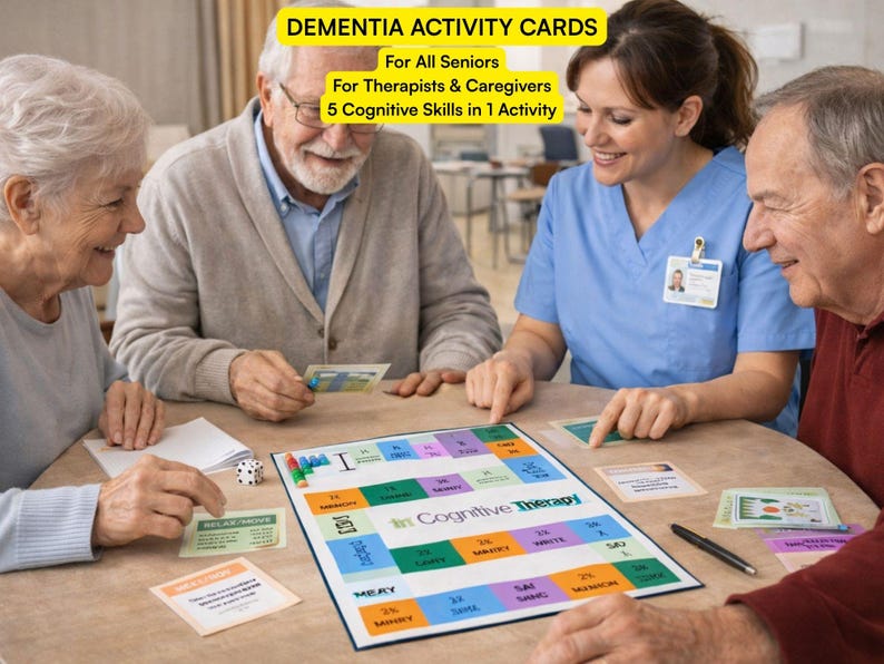 Cognitive Therapy Board Game for Seniors, Dementia Board Game, OT ...