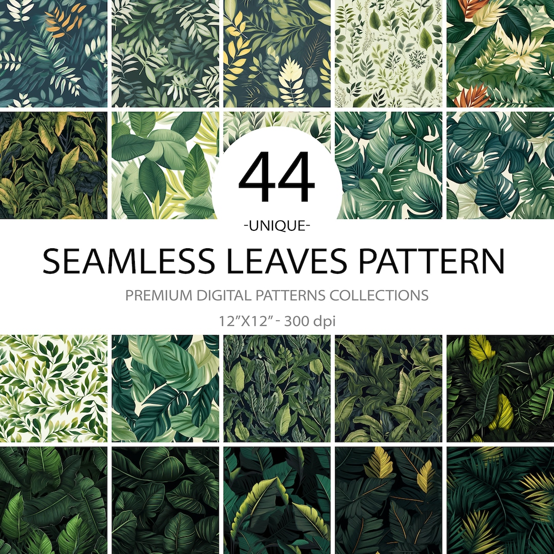 44 Leaf Seamless Patterns, Leaf Paper, Leaf Digital Paper, Leaf Collage ...