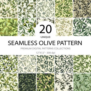 20 Olive Seamless Patterns, Olive Paper, Olive Digital Paper, Olive ...