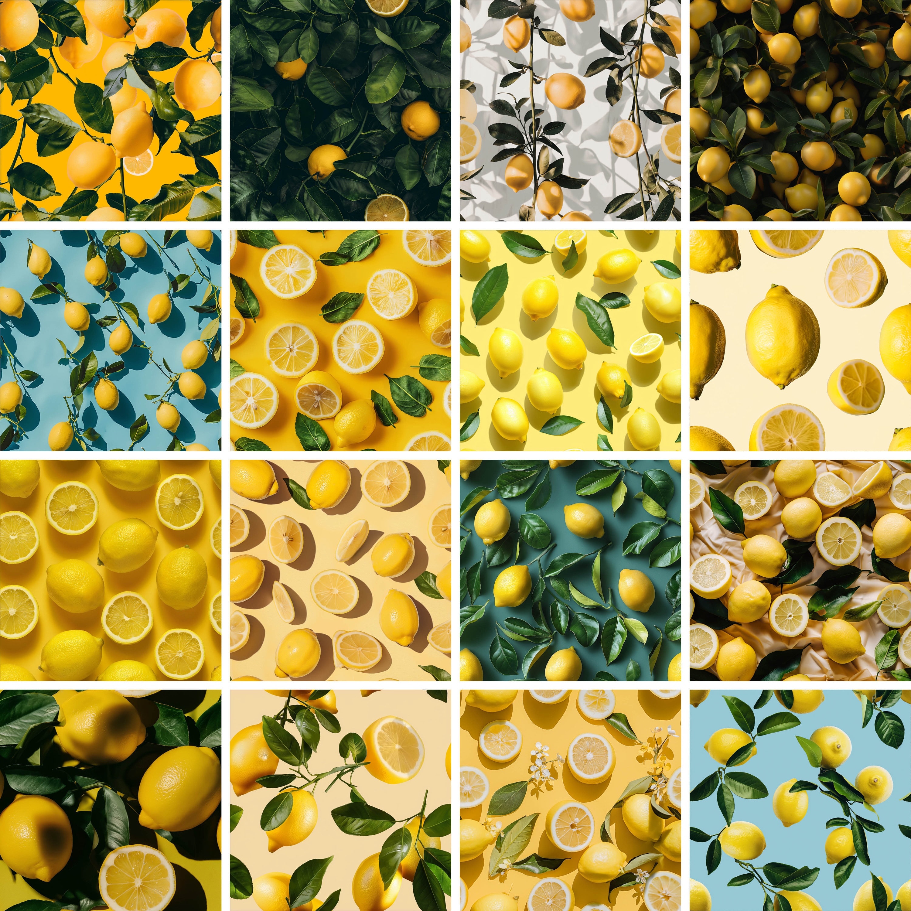 20 Lemon Seamless Patterns, Lemon Paper, Lemon Digital Paper, Lemon Collage Sheets, Lemon ...