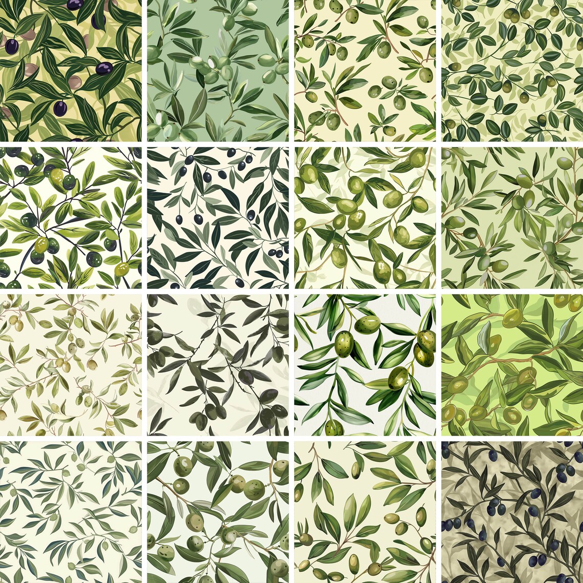 20 Olive Seamless Patterns, Olive Paper, Olive Digital Paper, Olive ...