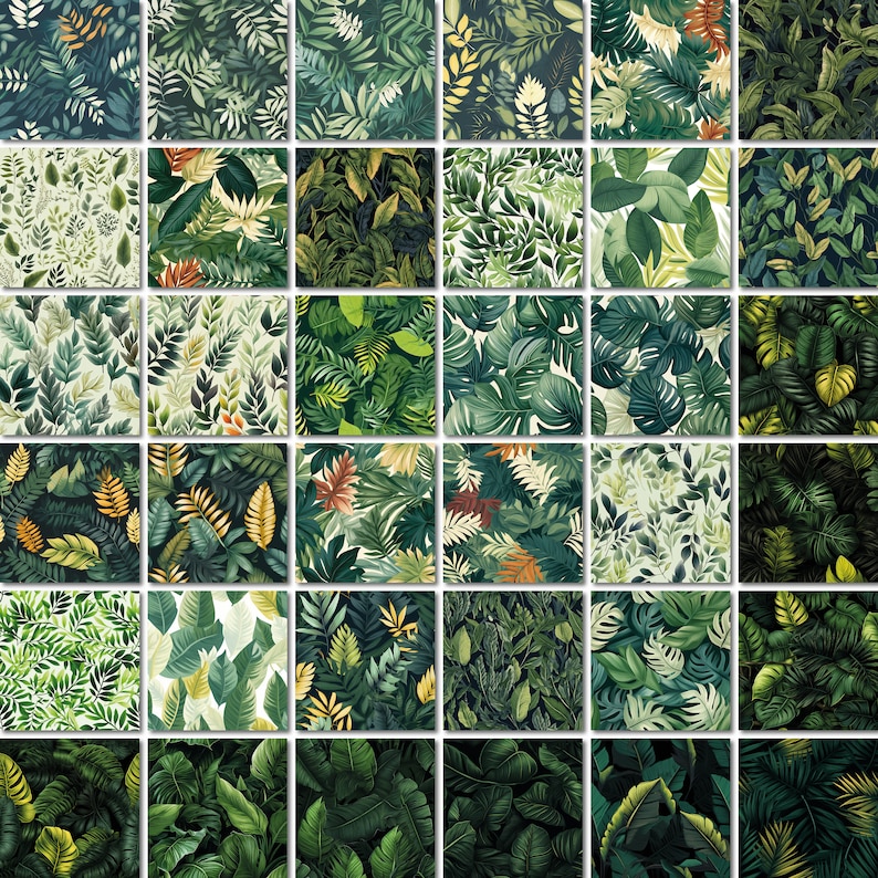 44 Leaf Seamless Patterns, Leaf Paper, Leaf Digital Paper, Leaf Collage ...