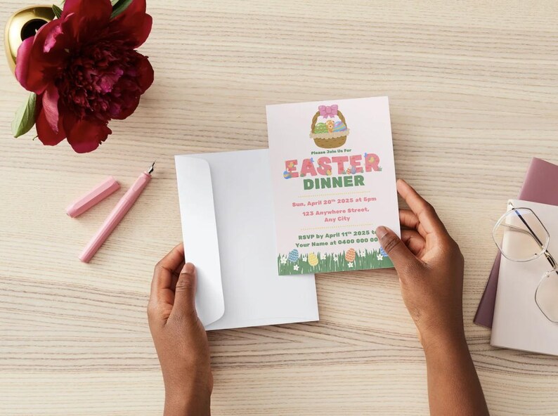 Editable Easter Dinner Invitation Template | Easter Party Canva ...