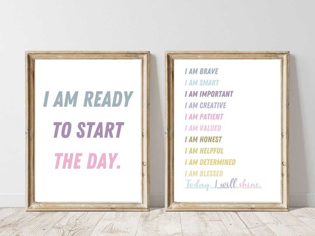 Set of 2 Affirmation Prints for Kids, Playroom Affirmation Wall Art ...