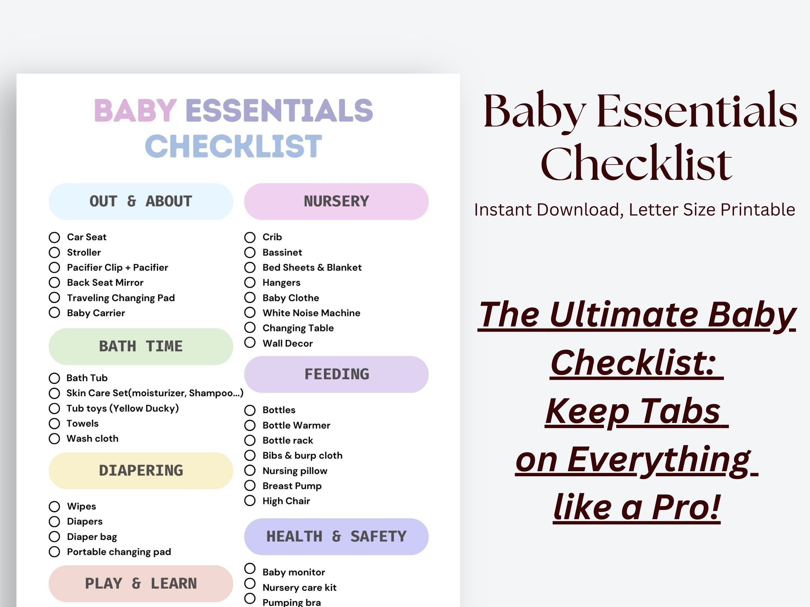 Baby Essentials Checklist, Newborn Essentials Checklist, Pregnancy ...