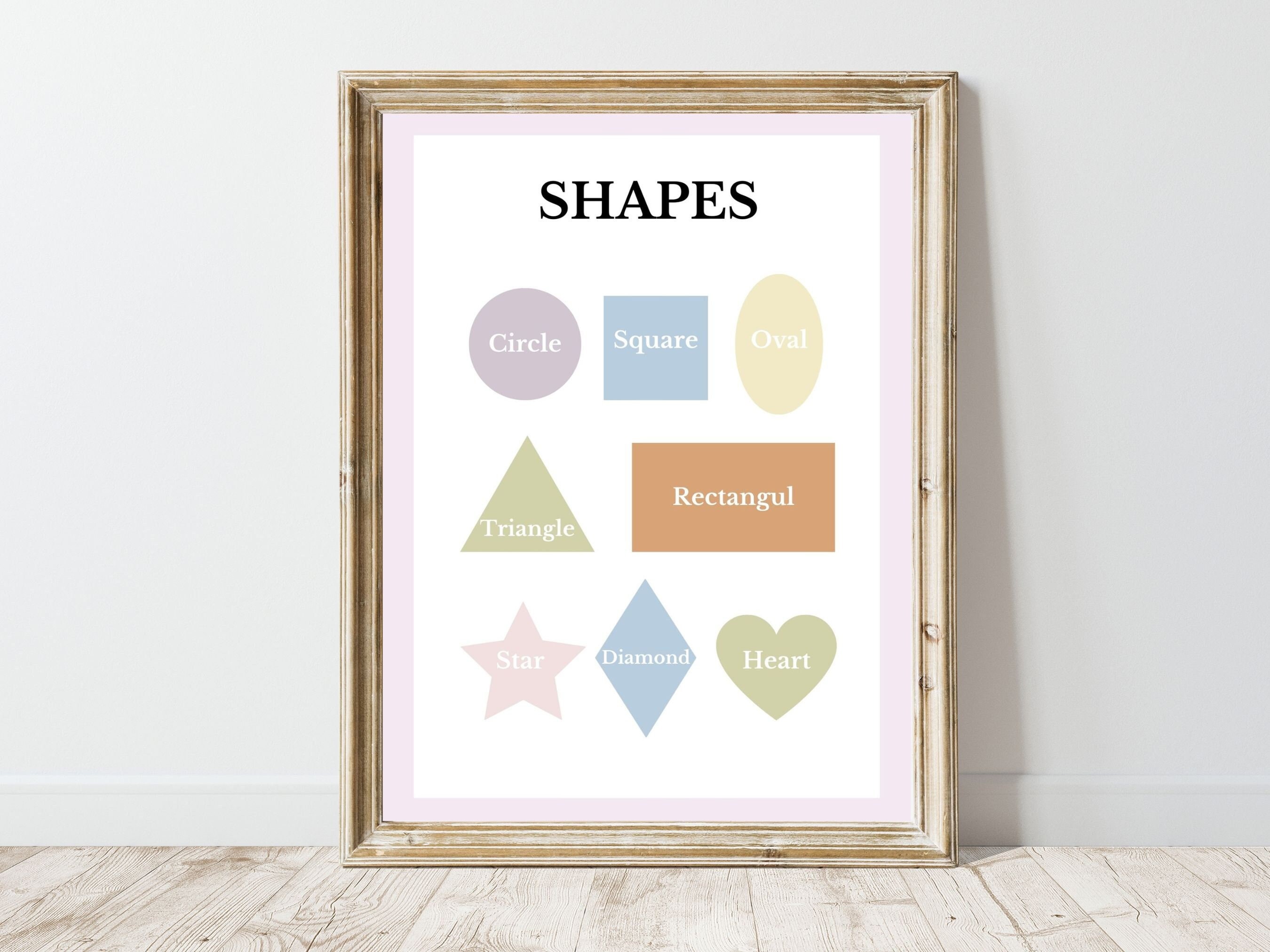 Shapes Chart for Kids, Shapes Educational Posters, Homeschool Print ...