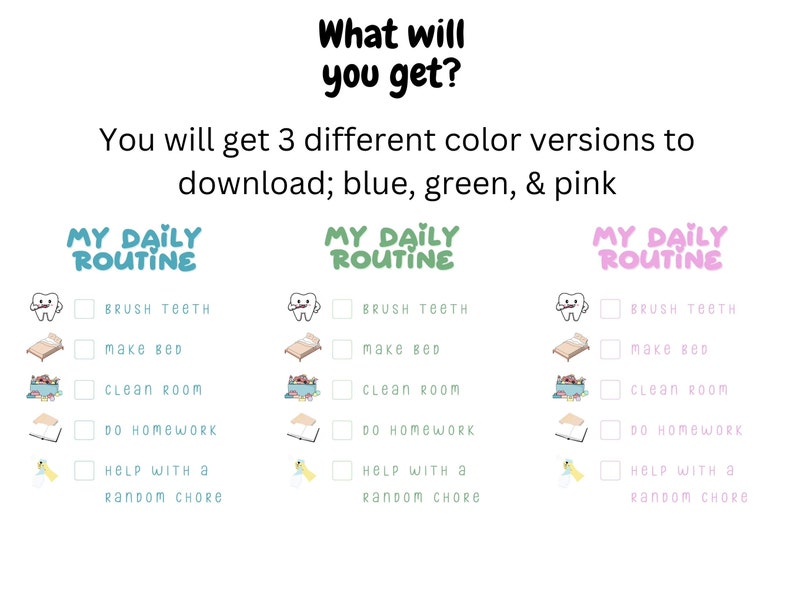 3 Druckbare Routine Checkliste für Kleinkinder, digitale Checkliste für ...