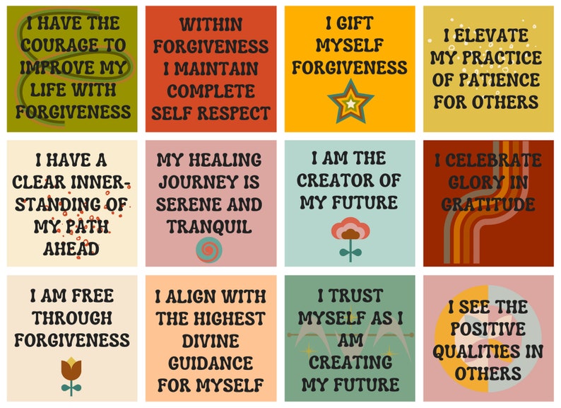 Forgiveness Cards, Gratitude, Affirmation, Printable, Healing, Love ...