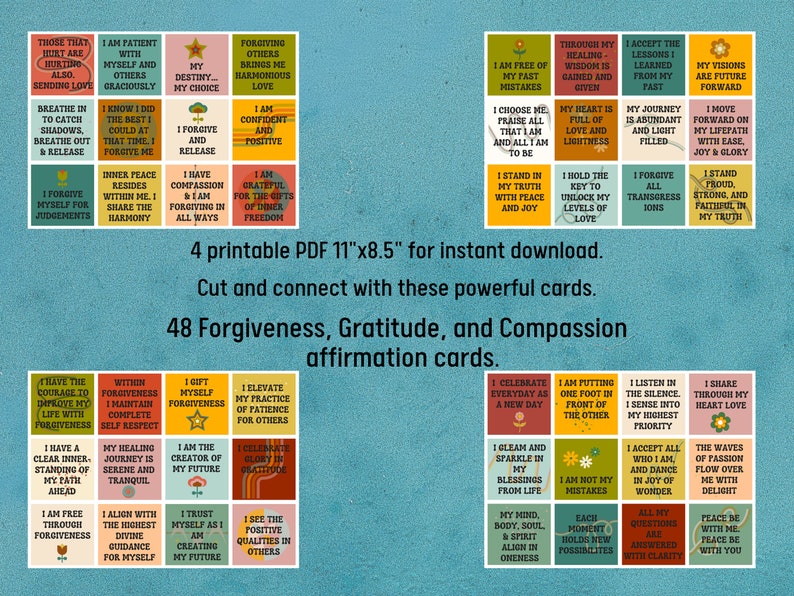 Forgiveness Cards, Gratitude, Affirmation, Printable, Healing, Love ...