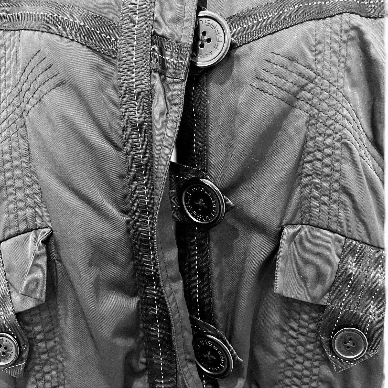 Parasuco Denim Cult Black Button Front Bomber Jacket Size L Detachable ...