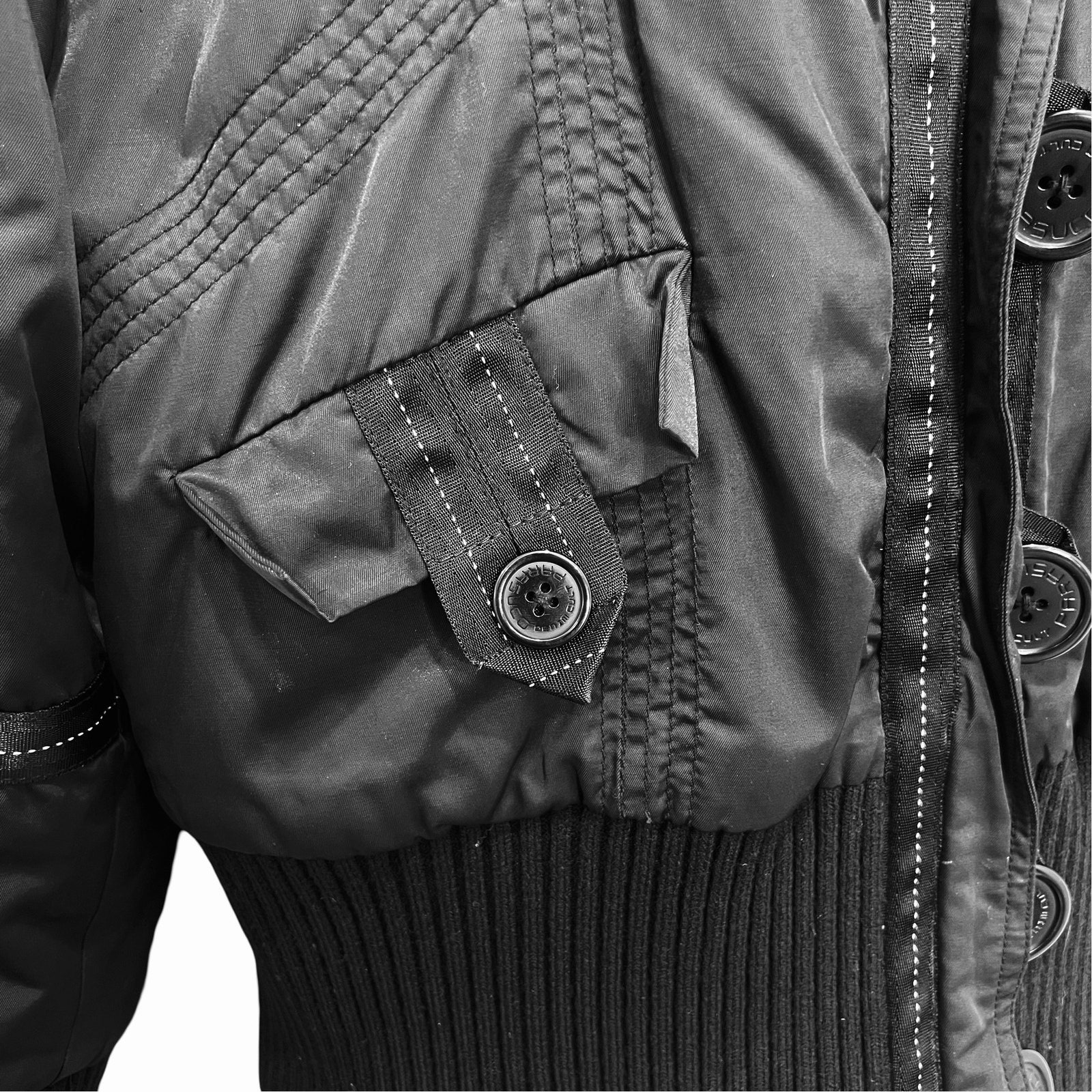 Parasuco Denim Cult Black Button Front Bomber Jacket Size L Detachable ...