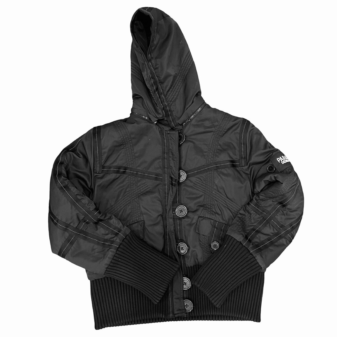 Parasuco Denim Cult Black Button Front Bomber Jacket Size L Detachable ...