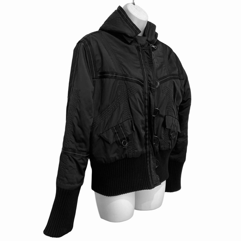 Parasuco Denim Cult Black Button Front Bomber Jacket Size L Detachable ...