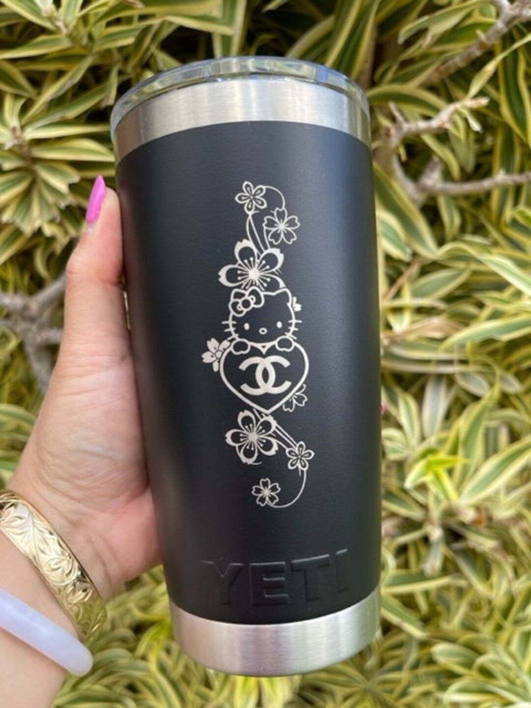 Black Kawaii CC Kitty Sakura Design Laser Engraved Yeti 20 Oz. - Etsy
