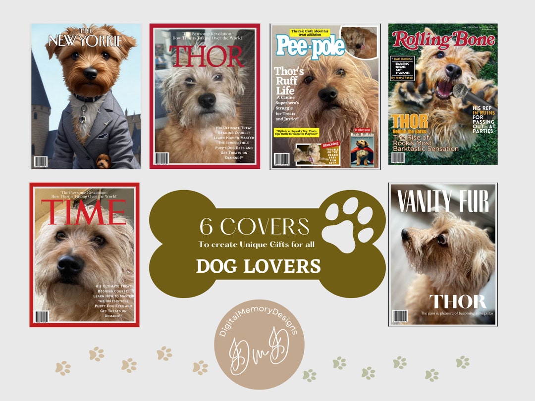 Dog Magazine With All 6 Cover Templates, Template for Canva, Drag and ...