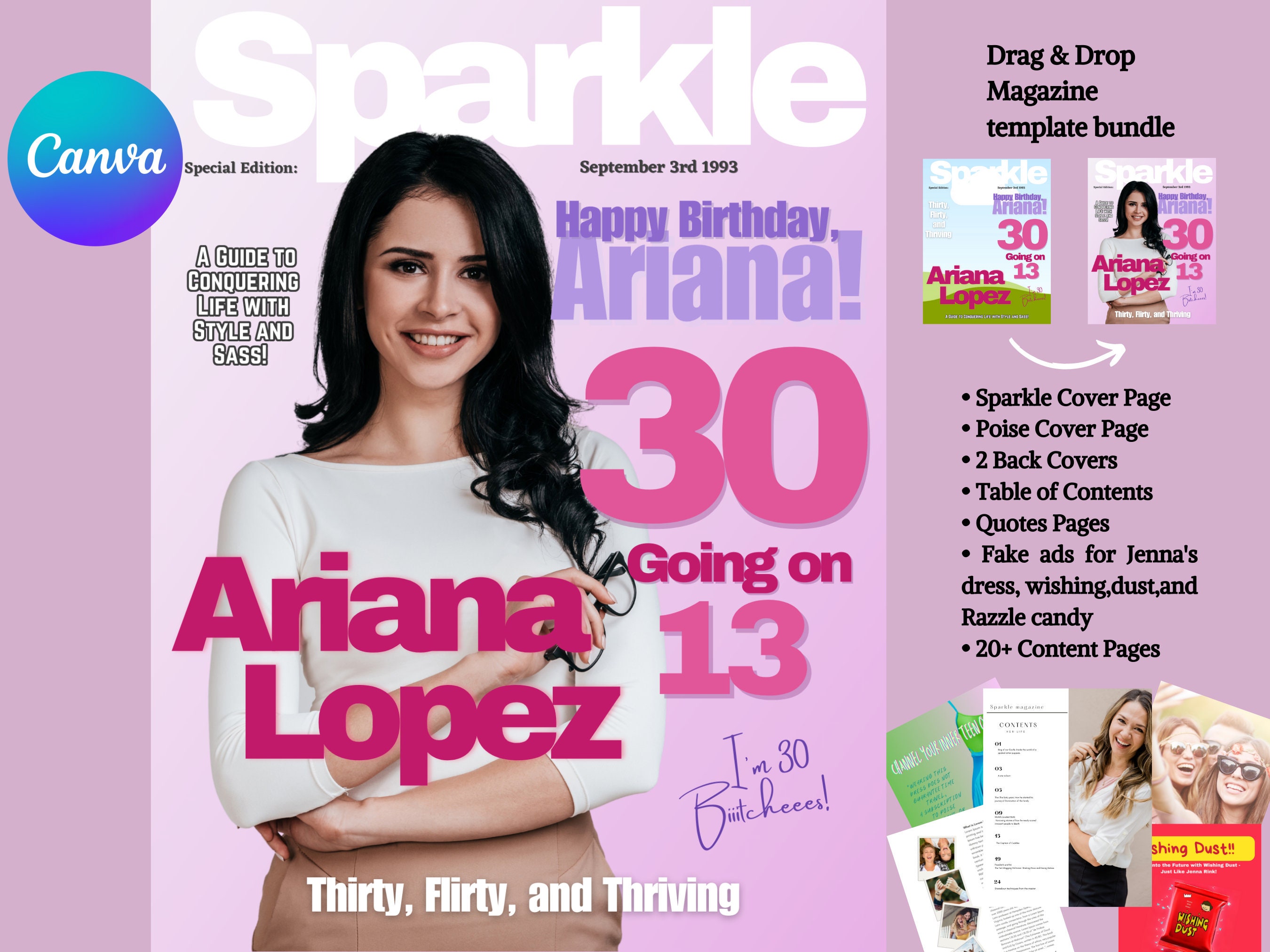 13 Going on 30 Party Theme, Poise, Sparkle Magazines and Covers ...