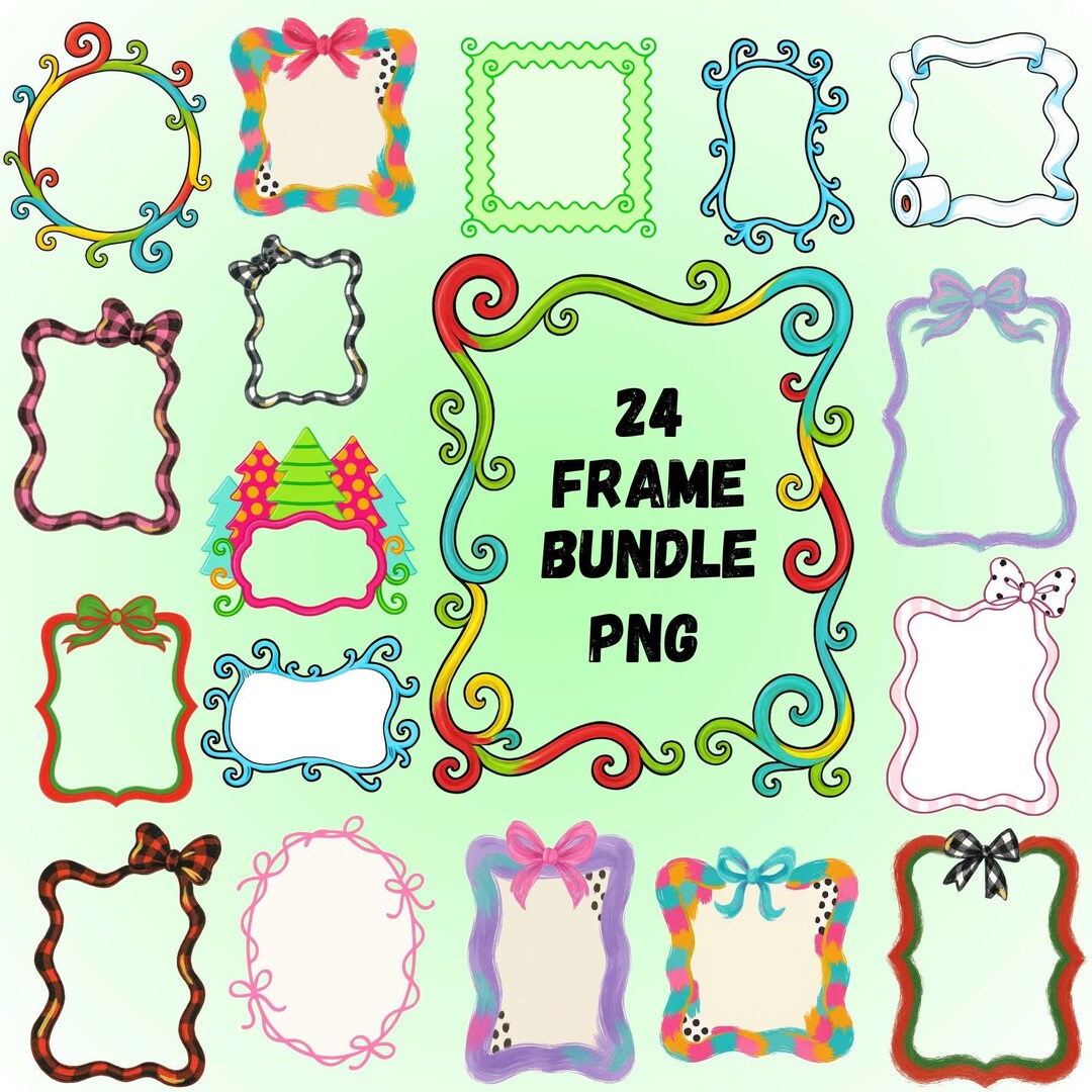 Quirky Whimsical Christmas Frame Png Bundle Clipart,free Canva Link ...