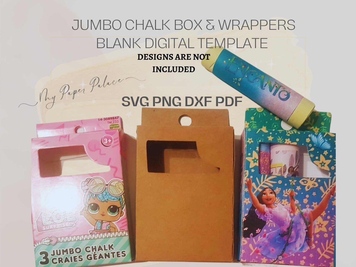 Jumbo Chalk Holders Template, Wrappers Svg Png Pdf Dxf Template Bundle ...