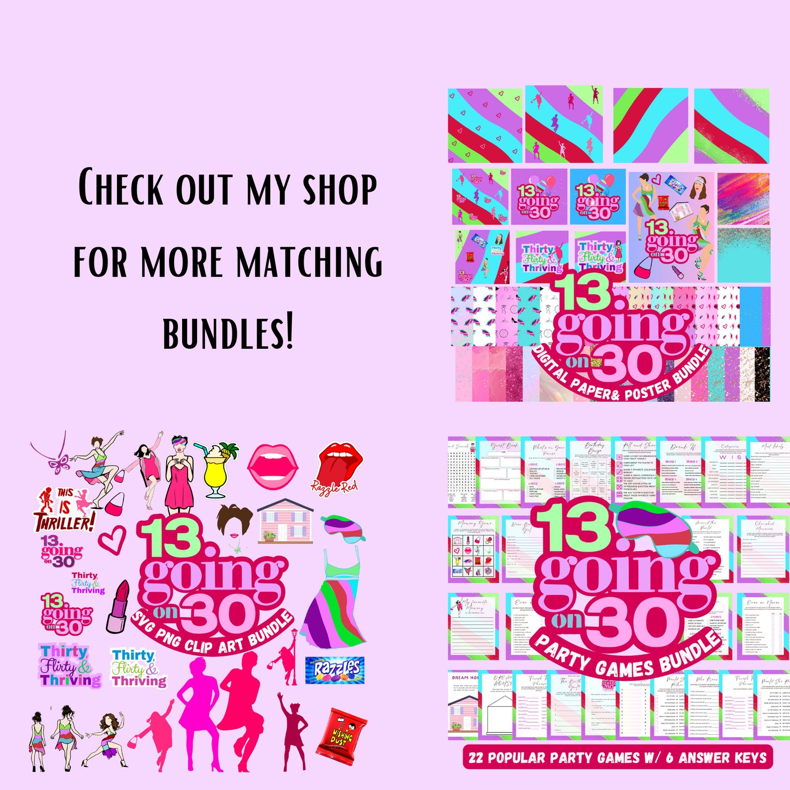 13 Going on 30 Party Theme, Svg Png Clipart Bundle , Poise & Sparkle ...