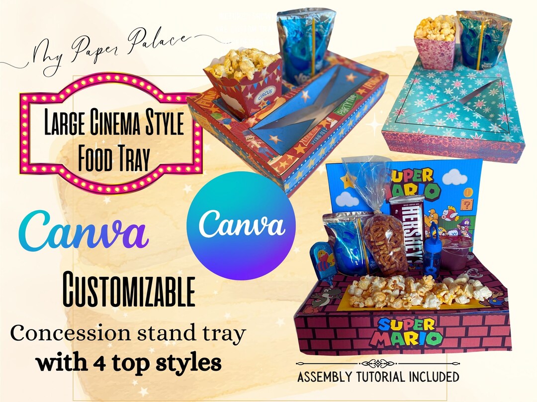 Movie Tray Template Canva Party Favor Movie Box Template - Etsy